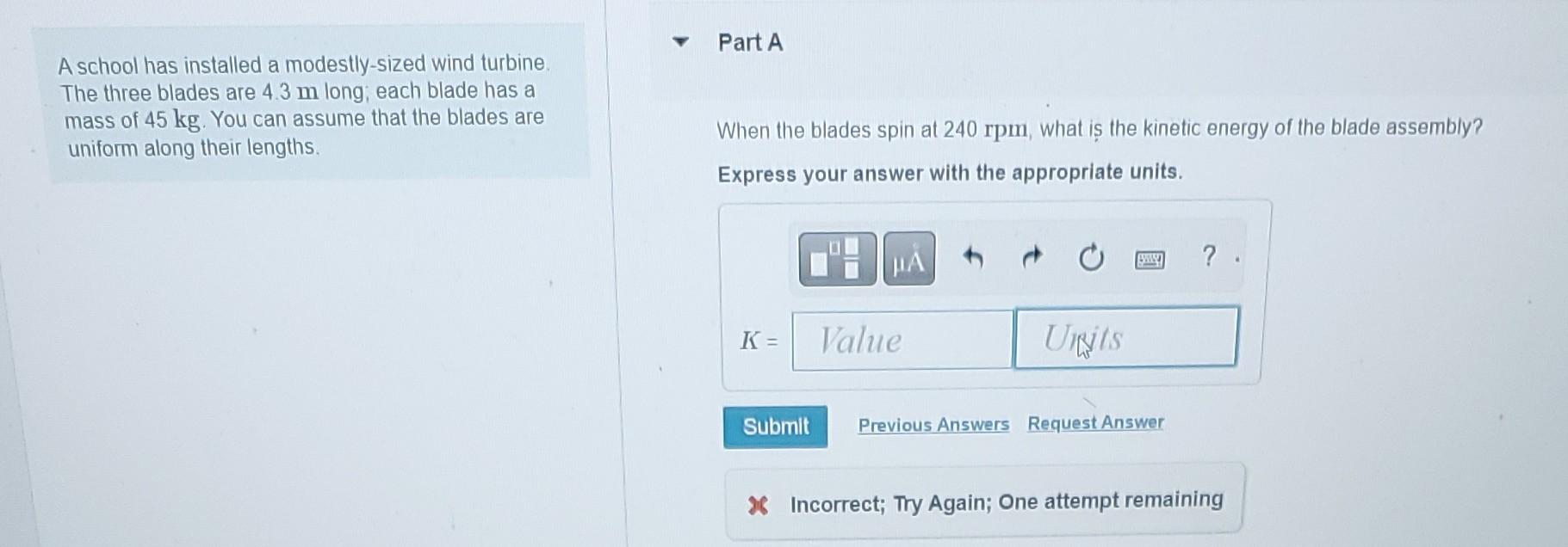 Solved A school has installed a modestly-sized wind turbine. | Chegg.com