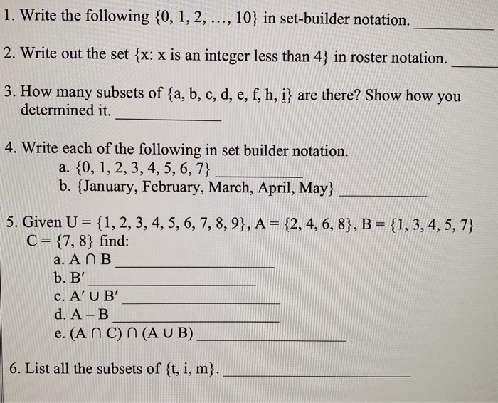 Solved 1. Write the following {0, 1, 2, ..., 10} in | Chegg.com