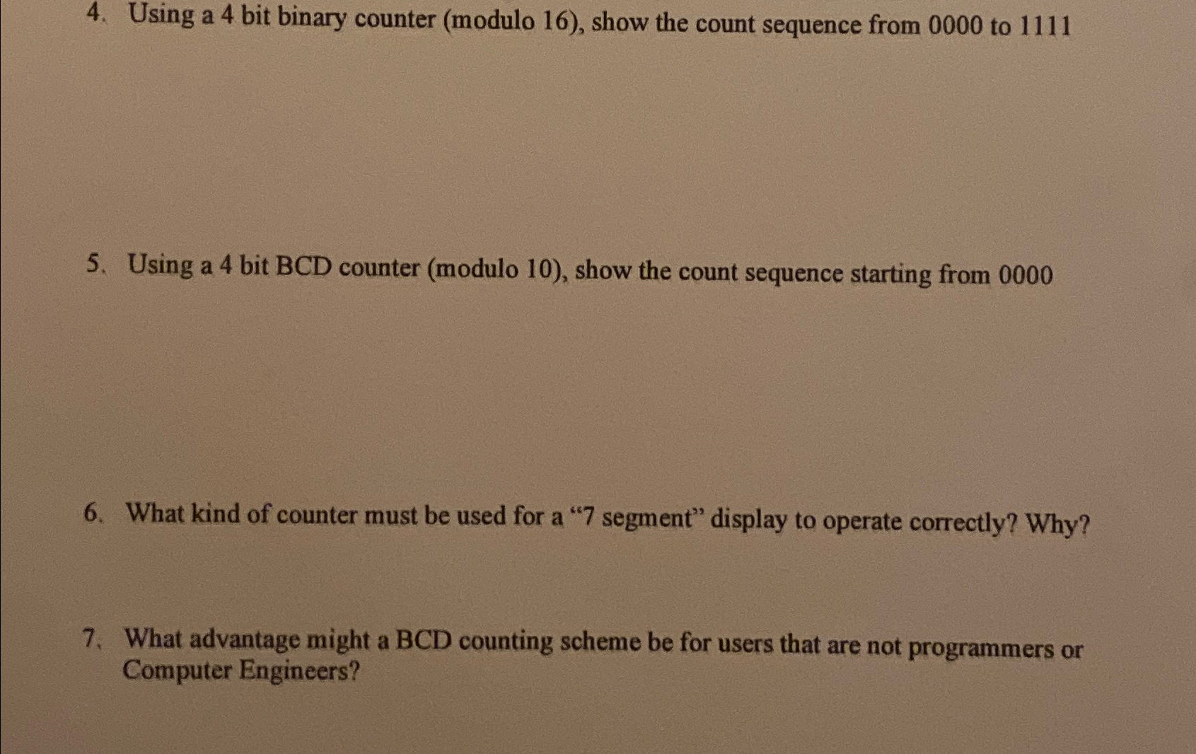 Solved Using a 4 ﻿bit binary counter (modulo 16 ), ﻿show the | Chegg.com