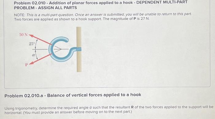 Solved Problem 02.010 - Addition of planar forces applied to | Chegg.com