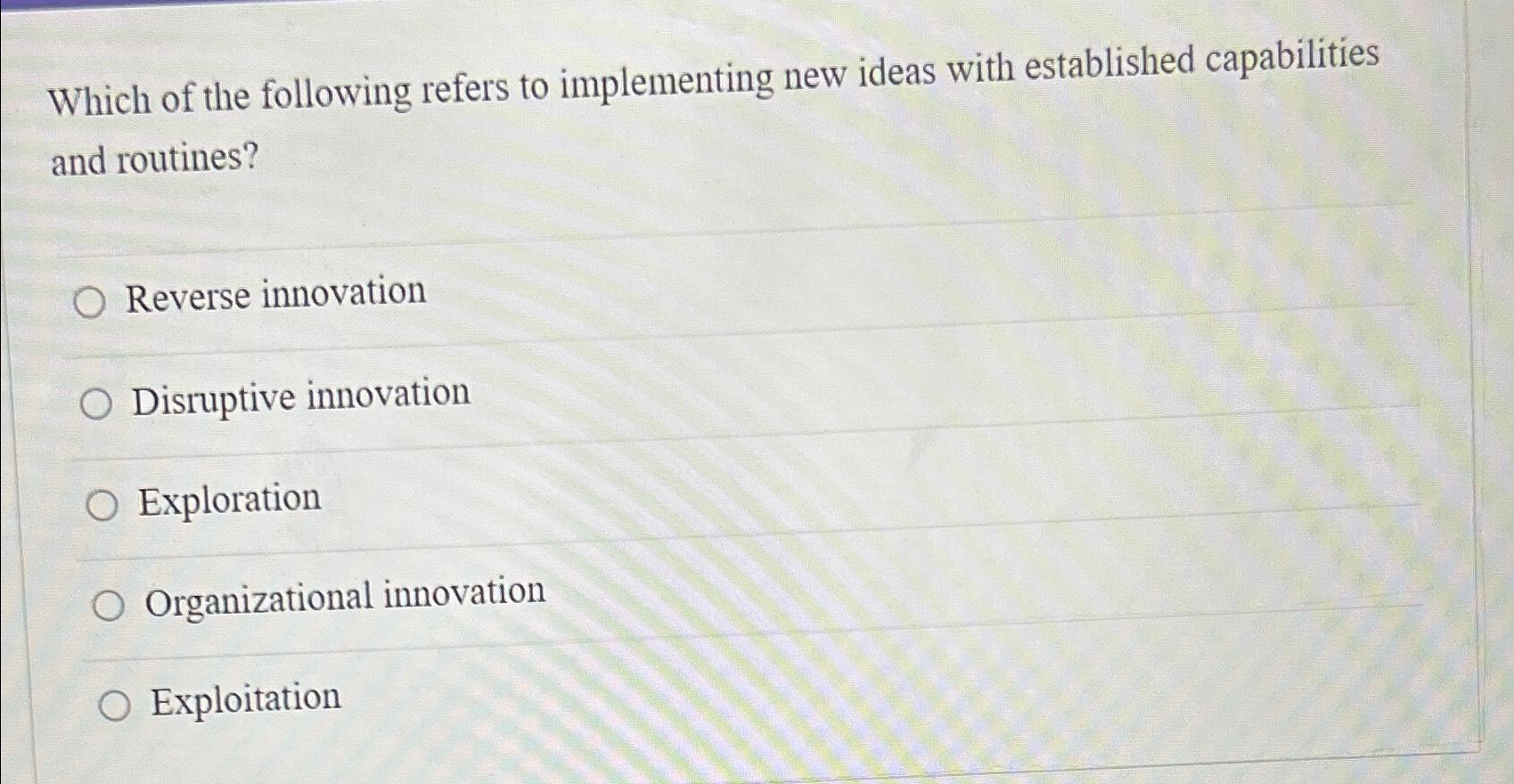 Solved Which of the following refers to implementing new | Chegg.com