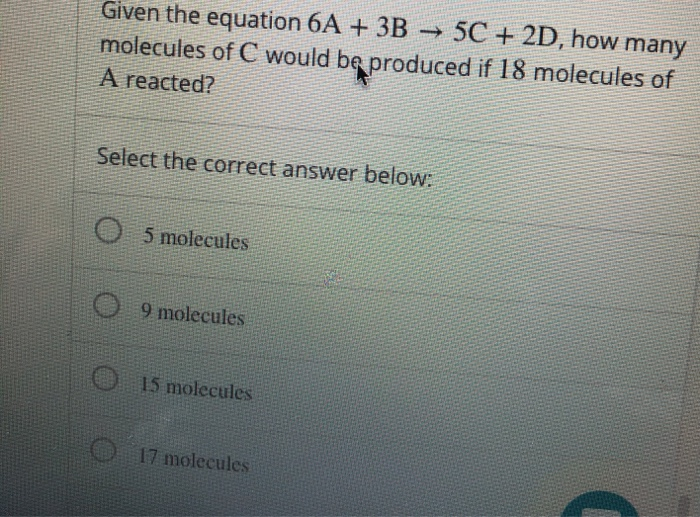 Solved Given the equation 6A + 3B — 5C + 2D, how many | Chegg.com