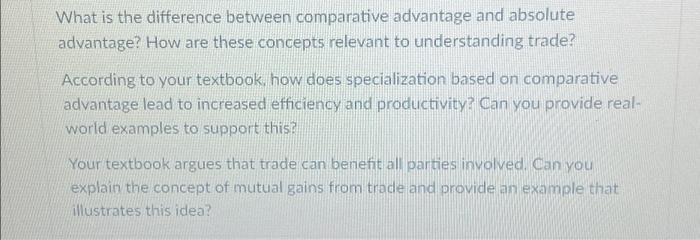 Solved What is the difference between comparative advantage | Chegg.com