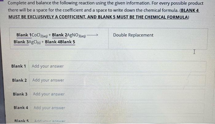 Solved Complete and balance the following reaction using the | Chegg.com