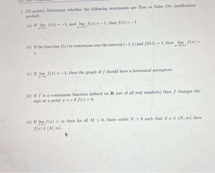 Solved 1. (15 points) Determine whether the following | Chegg.com
