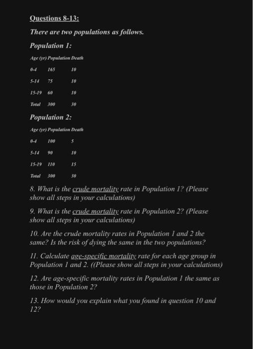 Solved Questions 8 13 There Are Two Populations As Follows