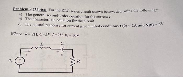 Solved Problem 2 (35pts): For the RLC series circuit shown | Chegg.com