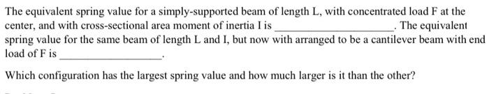 Solved The equivalent spring value for a simply-supported | Chegg.com