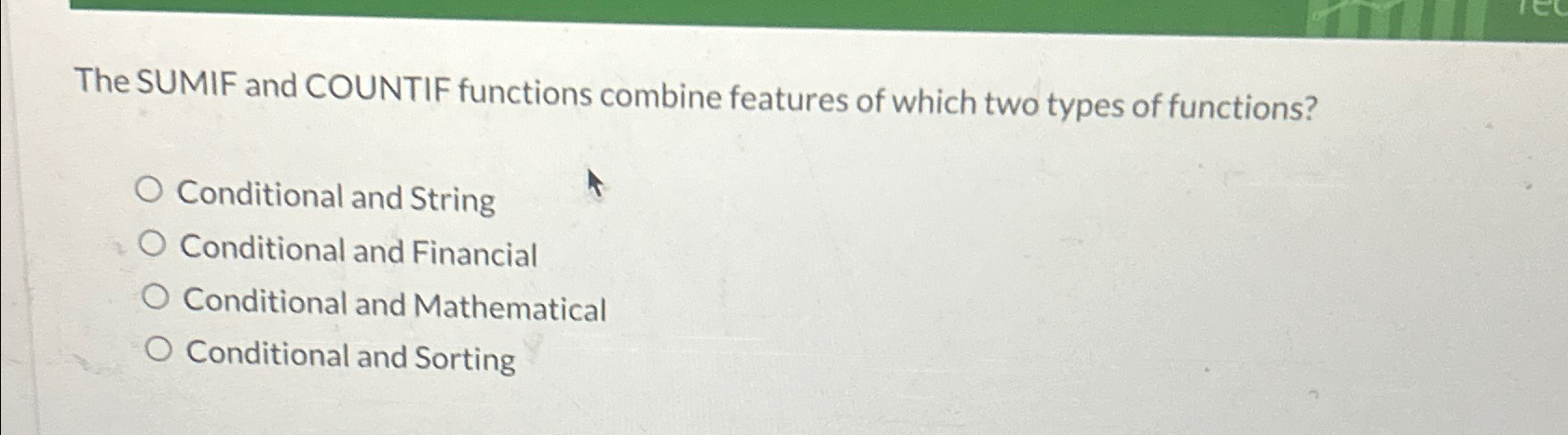 Solved The SUMIF and COUNTIF functions combine features of | Chegg.com