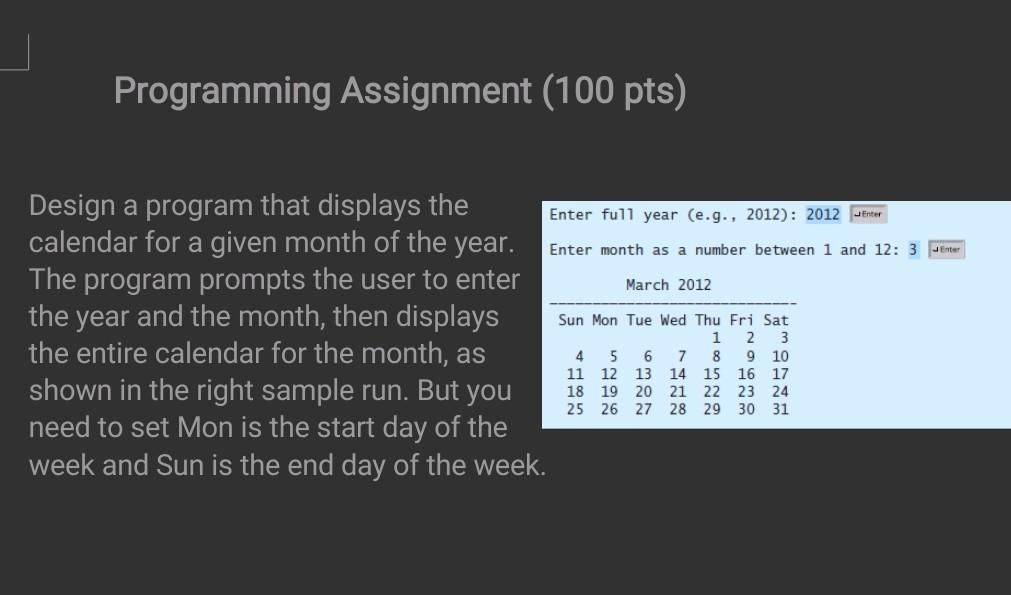 Solved Programming Assignment (100 pts) Enter full year | Chegg.com