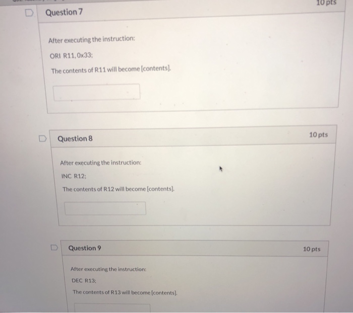 Solved 10 pts Question 7 After executing the instruction: | Chegg.com