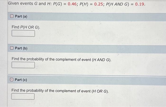 Solved Given events G and | Chegg.com