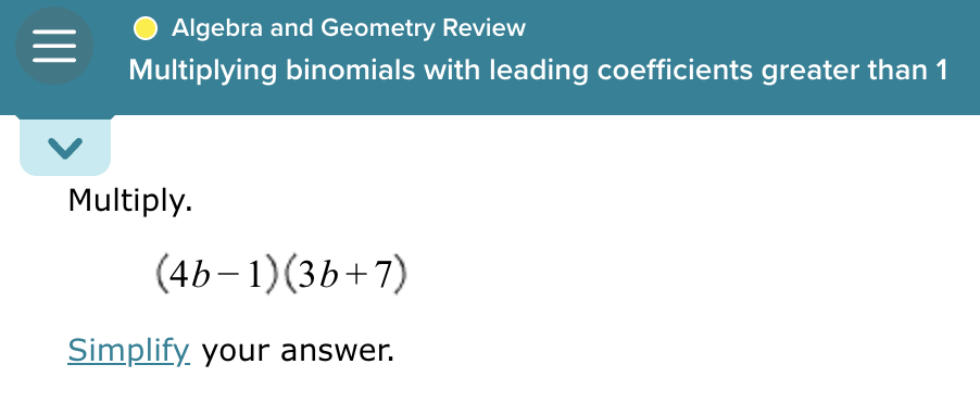 Solved Algebra and Geometry ReviewMultiplying binomials with | Chegg.com