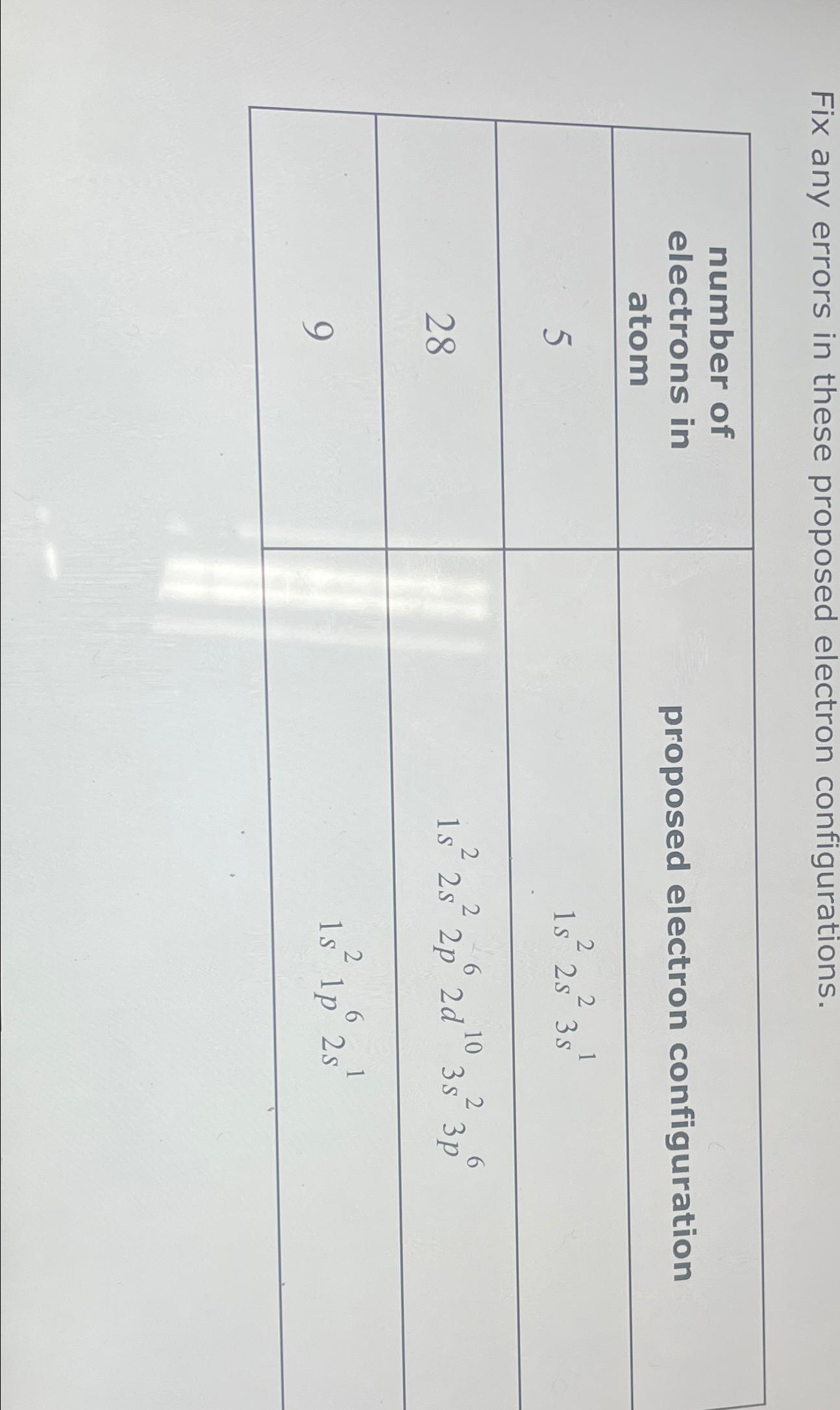 Solved Fix any errors in these proposed electron | Chegg.com