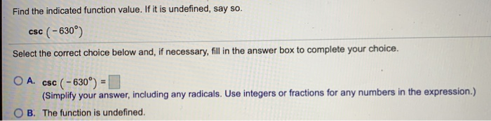 Solved Find the indicated function value. If it is | Chegg.com