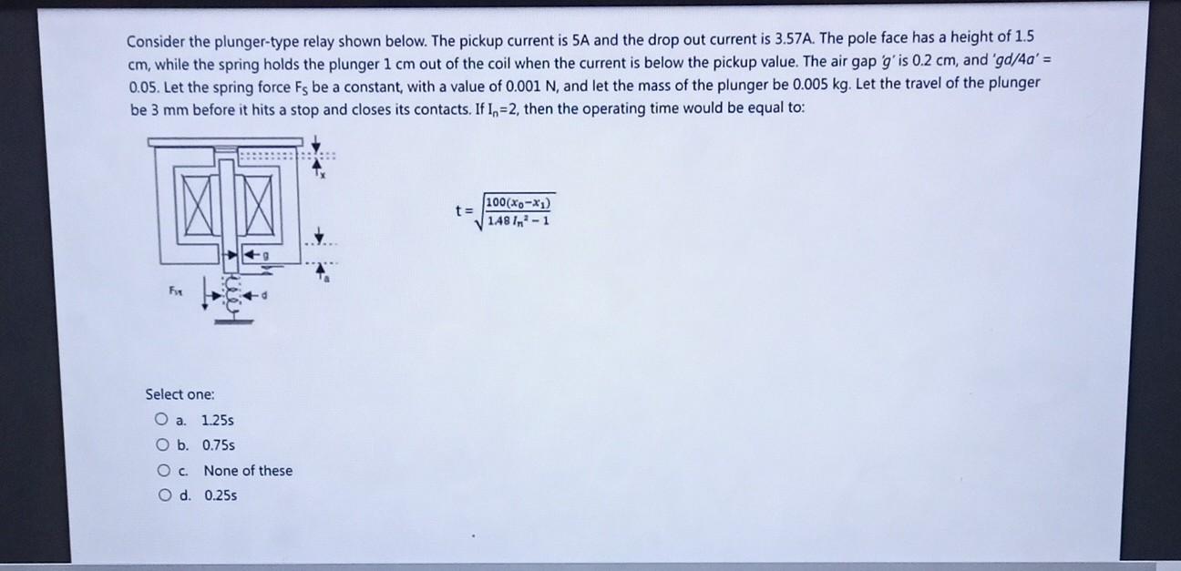 Solved Consider the plunger-type relay shown below. The | Chegg.com