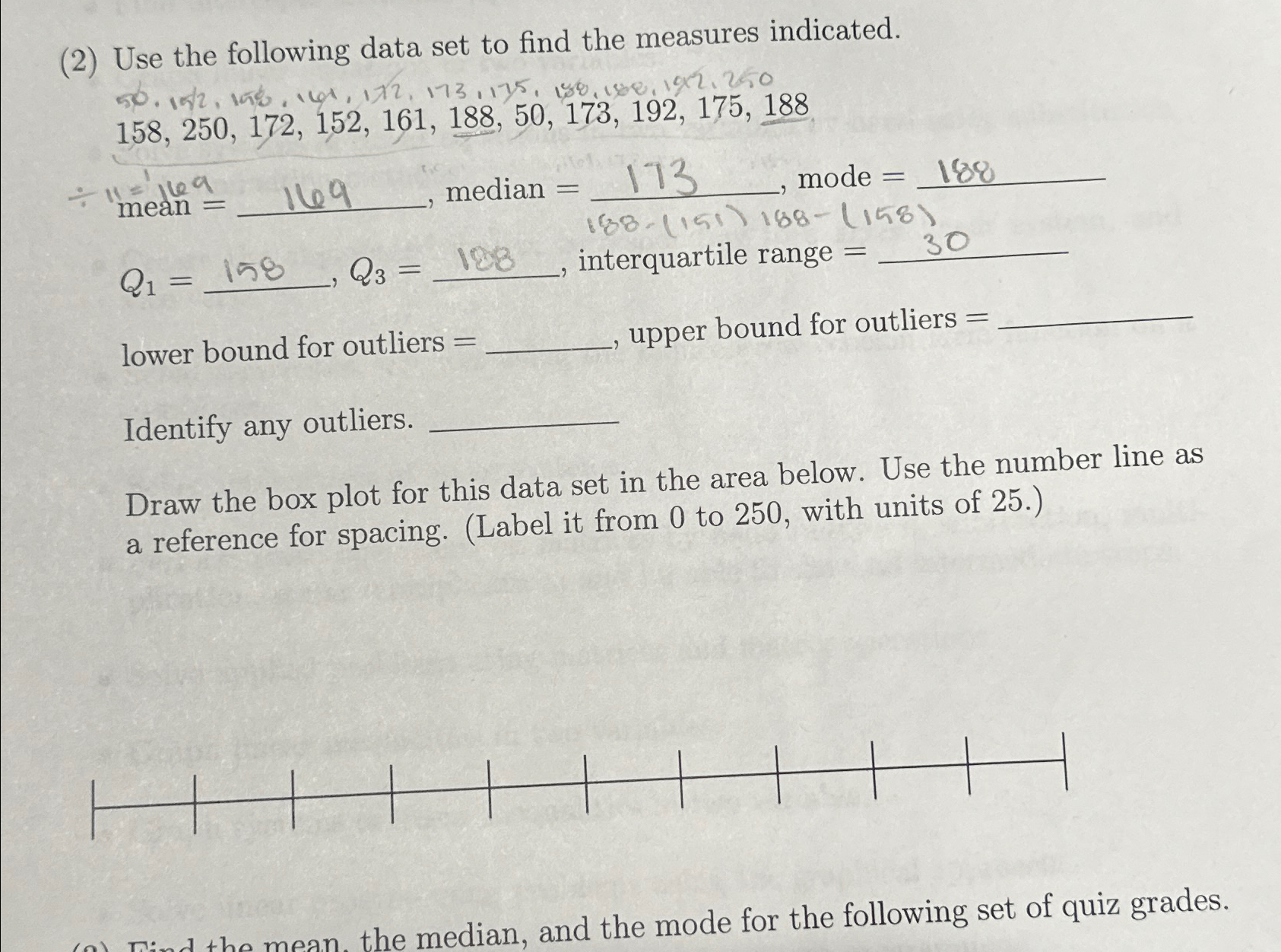 Solved (2) ﻿Use the following data set to find the measures | Chegg.com