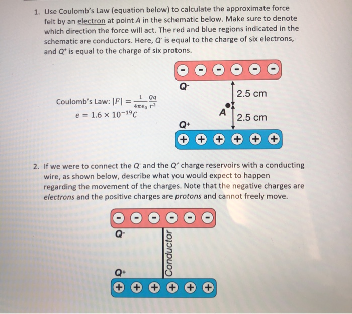 Solved 1. Use Coulomb's Law (equation below) to calculate | Chegg.com