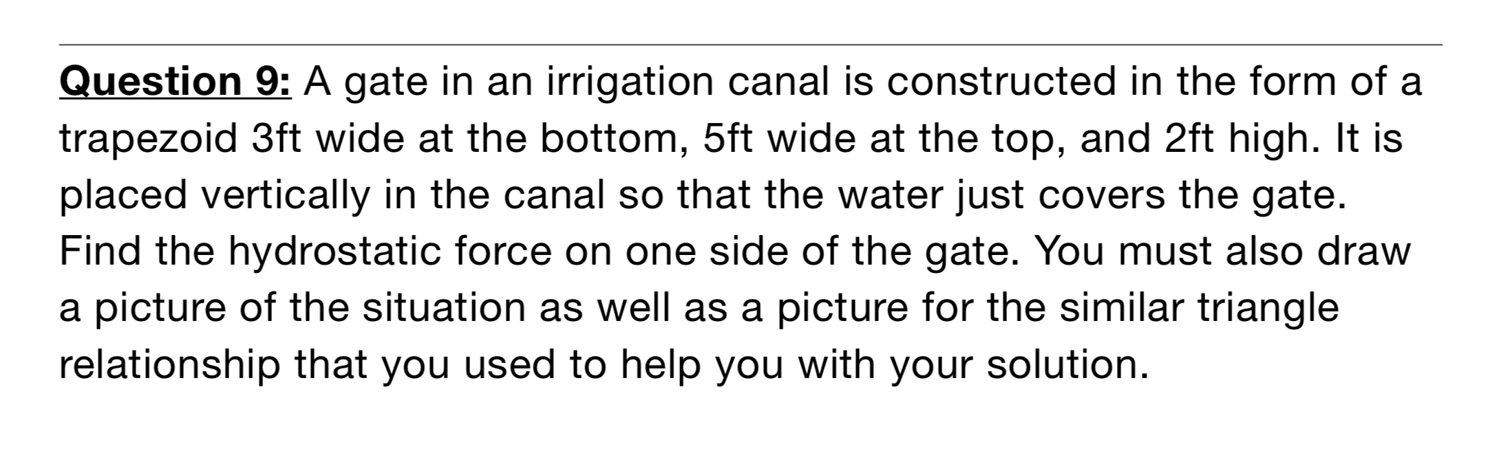 Solved Question 9: A gate in an irrigation canal is | Chegg.com