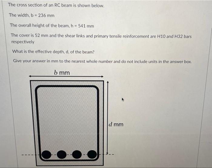 Solved The cross section of an RC beam is shown below. The | Chegg.com