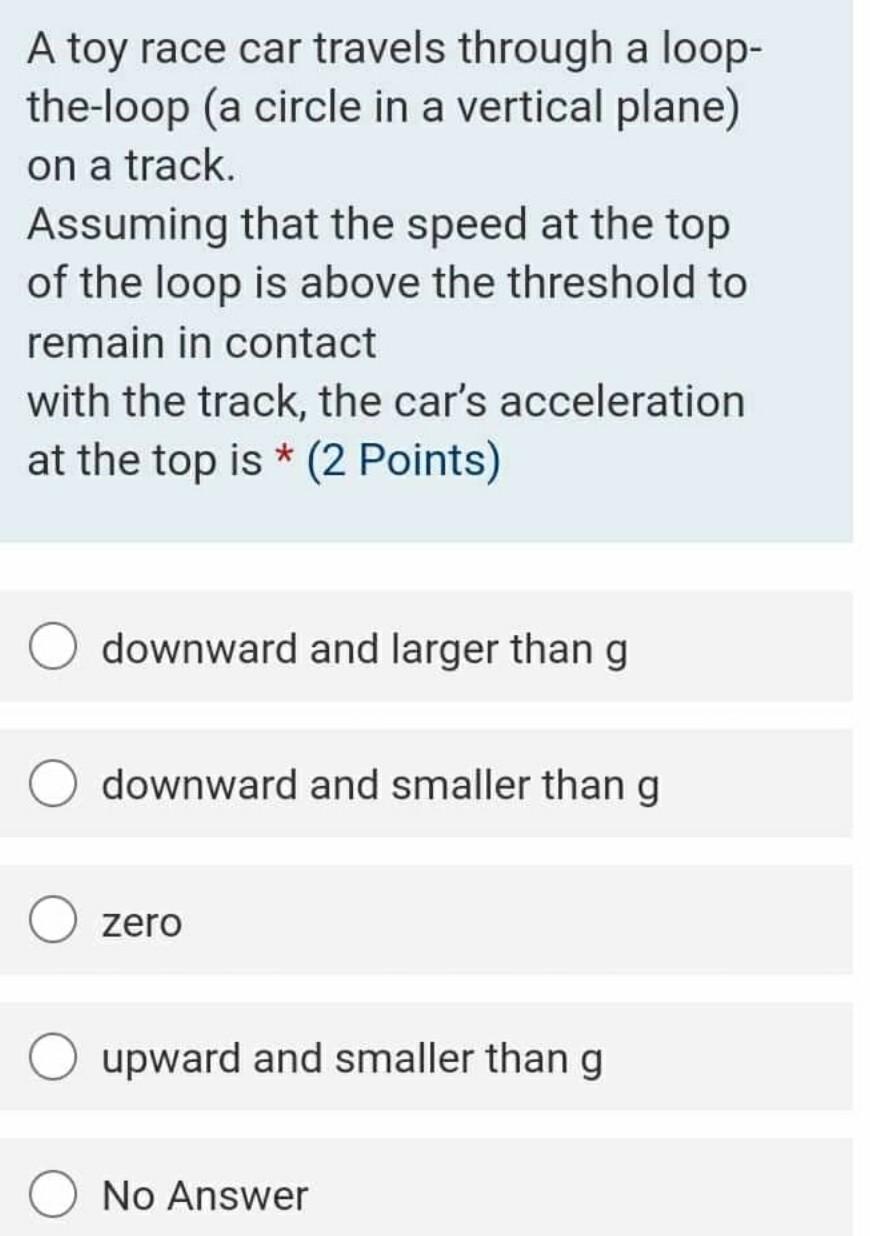Solved A toy race car travels through a loop- the-loop (a | Chegg.com