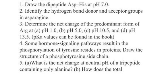 Solved 1. Draw the dipeptide Asp-His at pH 7.0. 2. Identify | Chegg.com