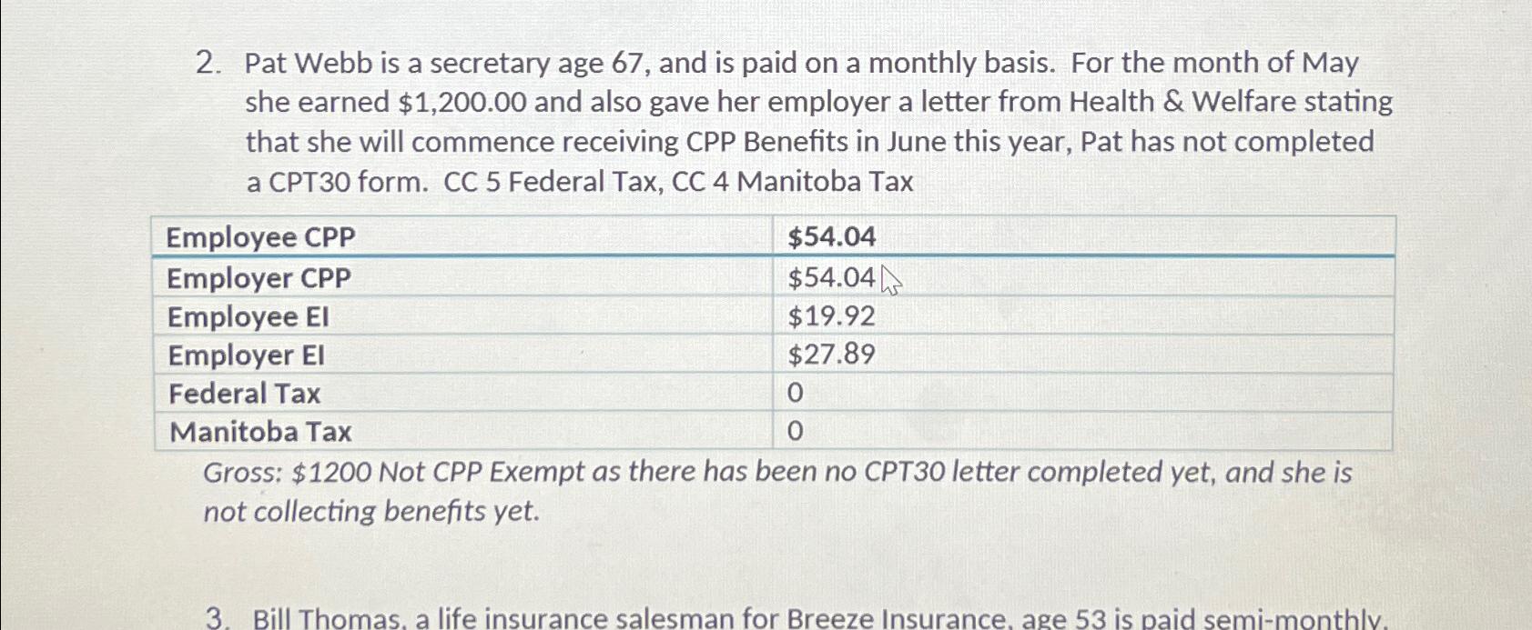 Solved Pat Webb is a secretary age 67 , ﻿and is paid on a | Chegg.com