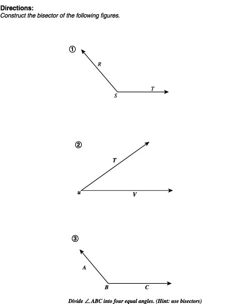 Solved Directions:Construct the bisector of the following | Chegg.com
