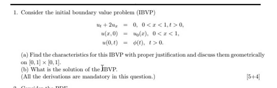 Solved 1. Consider the initial boundary value problem (IBVP) | Chegg.com