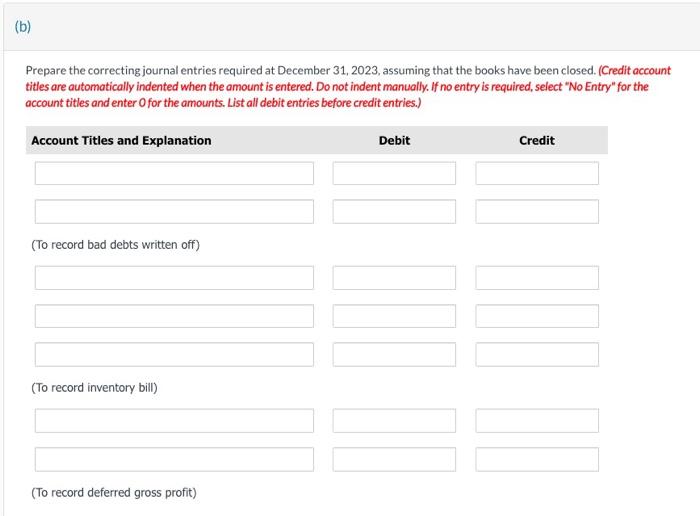 Solved Prepare the correcting journal entries required at | Chegg.com