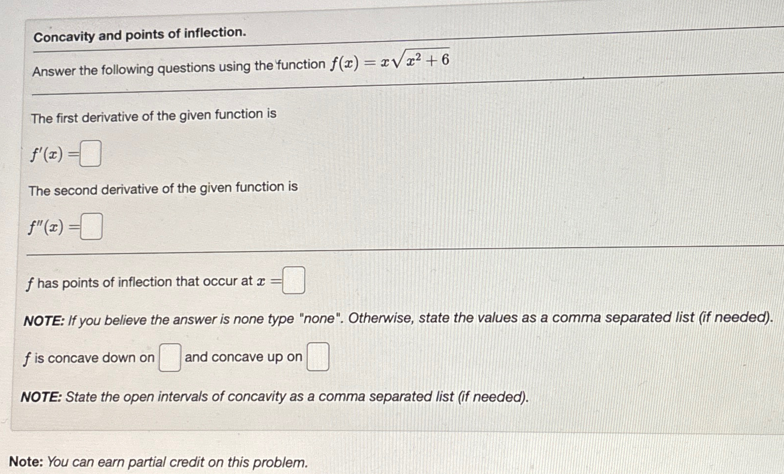 Solved Concavity and points of inflection.Answer the | Chegg.com