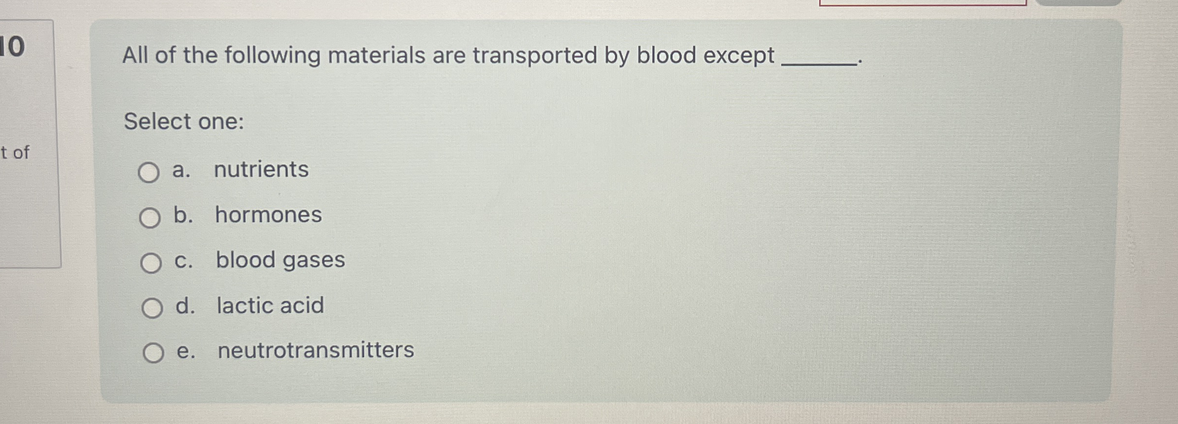 Solved 10All of the following materials are transported by | Chegg.com