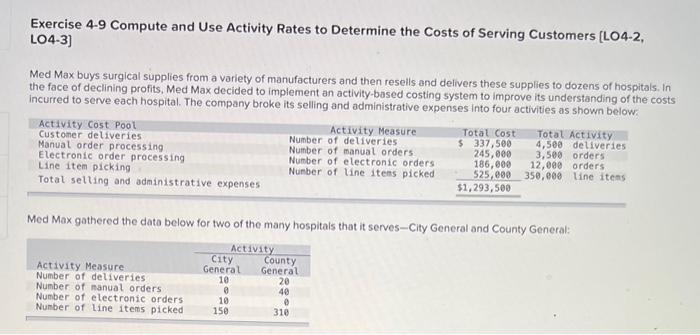 Solved Exercise 4-9 Compute and Use Activity Rates to | Chegg.com