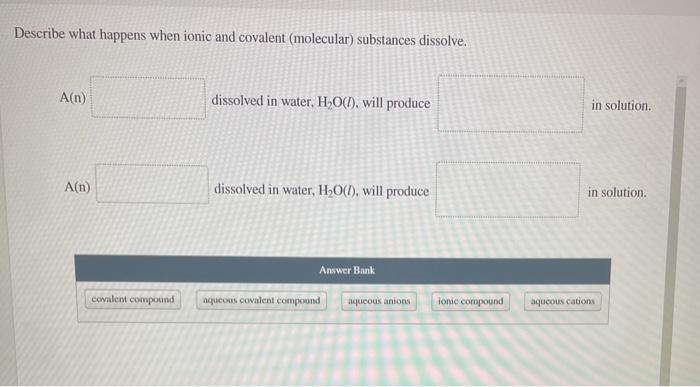 Solved Describe what happens when ionic and covalent | Chegg.com