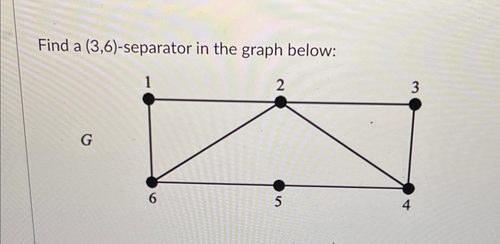 Solved Find a (3,6)-separator in the graph below:G | Chegg.com