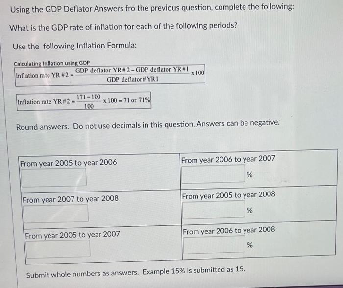 Solved Using the GDP Deflator Answers fro the previous | Chegg.com