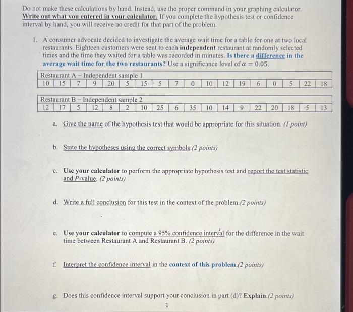 Solved Do not make these calculations by hand. Instead, use | Chegg.com