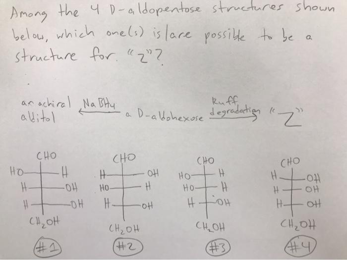 Solved Among the 4 D-aldopentose structures shown below, | Chegg.com