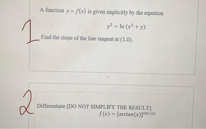 Solved A function y=f(x) is given implicitly by the equation | Chegg.com