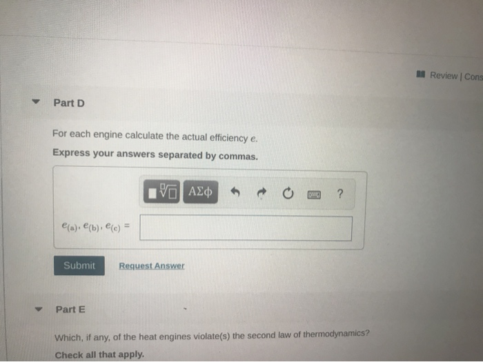 Solved Penode Table Part A For each engine calculate AE Qu-W | Chegg.com