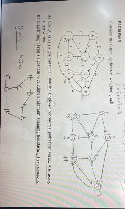 Solved PROBLEM 5 = 2+8+3=13 Consider the following directed, | Chegg.com