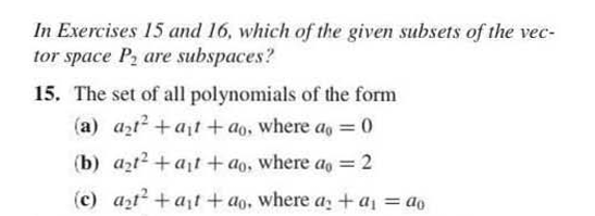 Solved In Exercises 15 ﻿and 16, ﻿which of the given subsets | Chegg.com