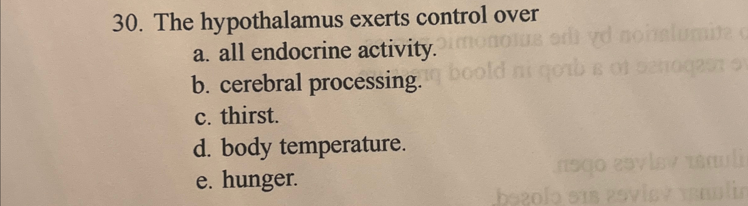 Solved The hypothalamus exerts control overa. ﻿all endocrine | Chegg.com