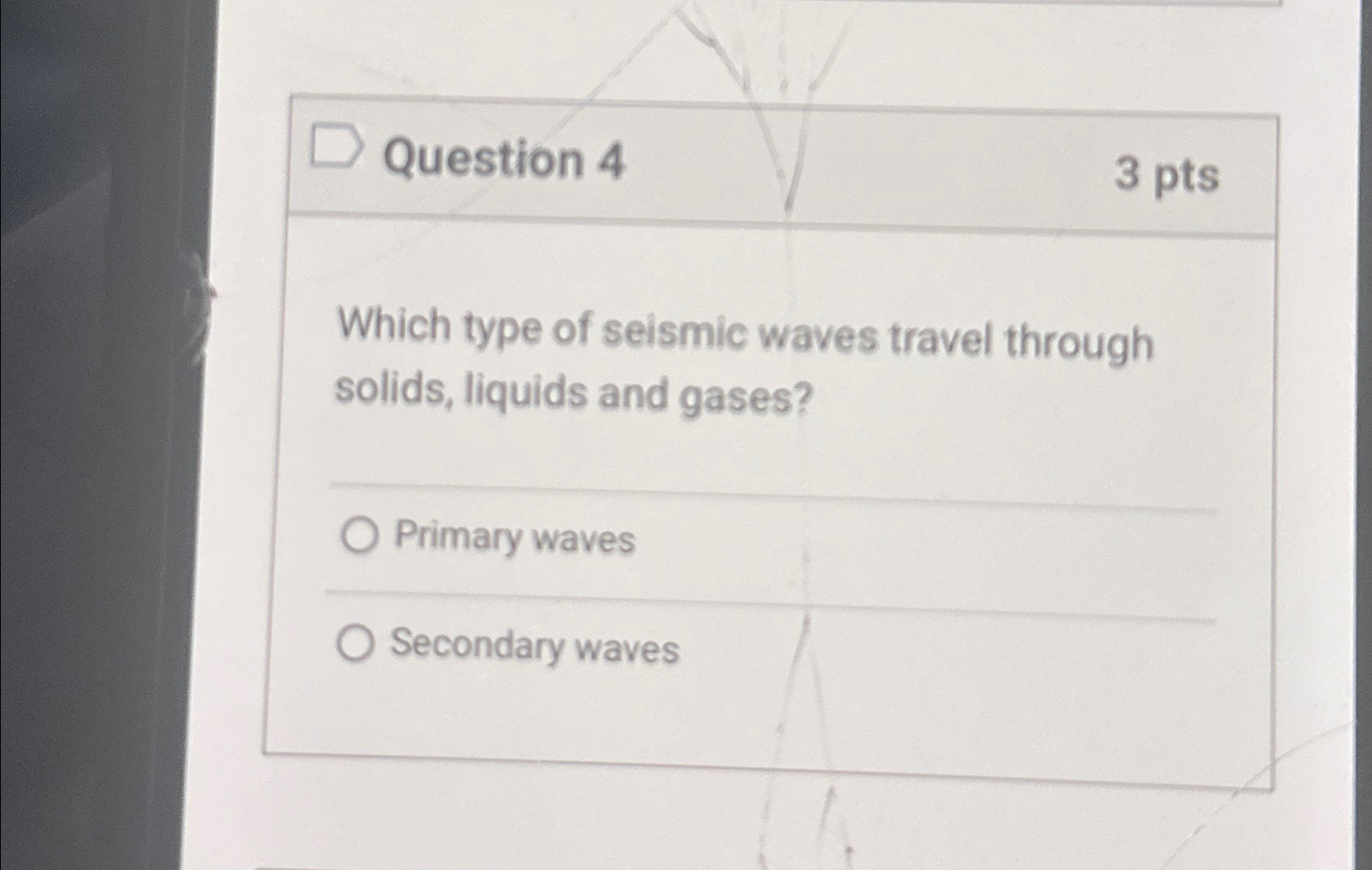 Solved Question 43 ﻿ptsWhich type of seismic waves travel | Chegg.com