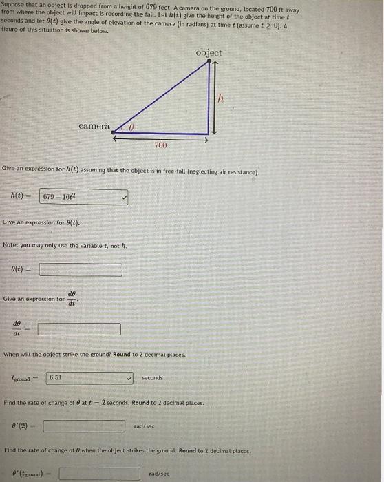 Solved Suppose That An Object Is Dropped From A Height Of