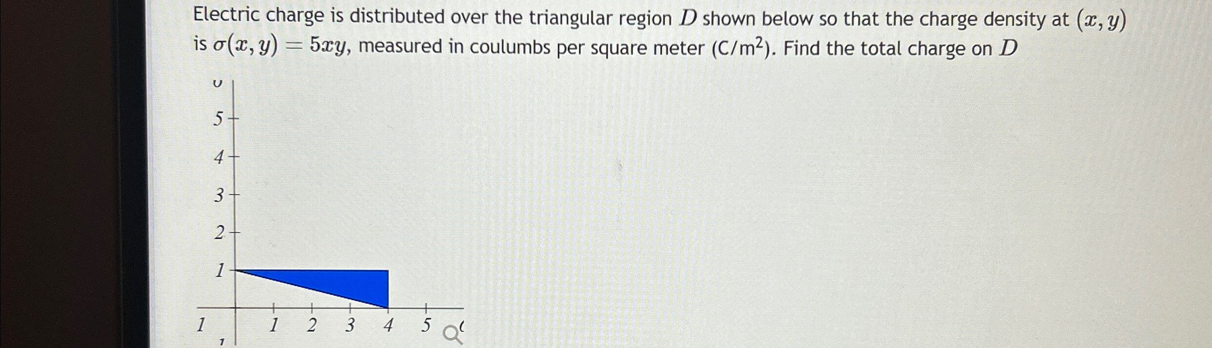 Solved Electric charge is distributed over the triangular | Chegg.com