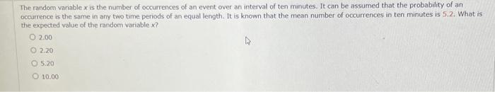 Solved The random variable x is the number of occurrences of | Chegg.com