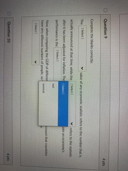 Solved Question 9 4 pts Complete the blanks correctly: The | Chegg.com
