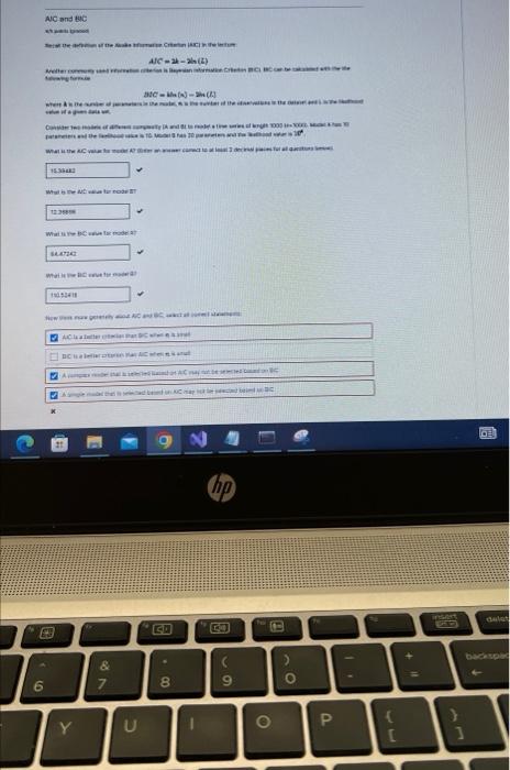 Solved AIC and BIC Recall the definition of the Akaike | Chegg.com