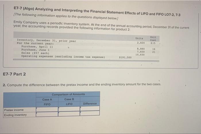 Solved E7-7 (Algo) Analyzing and Interpreting the Financial | Chegg.com